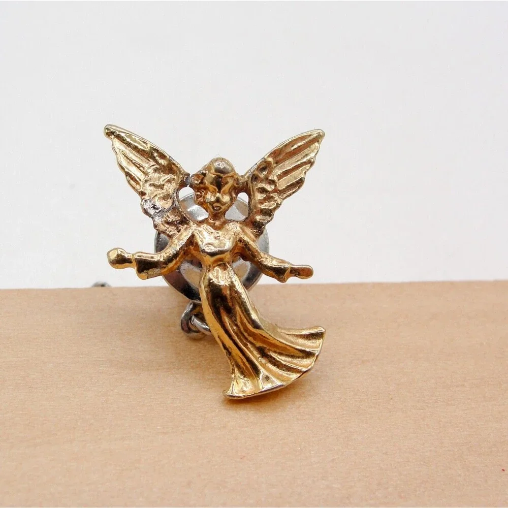 Unbranded | Accessories | Vintage Gold Tone Guardian Angel Tie Tack Pin ...